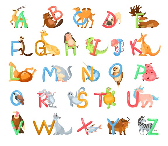 Animals alphabet Royalty Free Vector Image - VectorStock