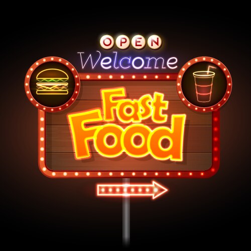 Cheeseburger neon sign poster Royalty Free Vector Image
