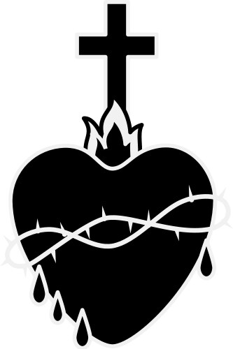 Hand drawn of sacred heart outline Royalty Free Vector Image