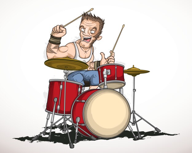 Cartoon boy playing a drums Royalty Free Vector Image