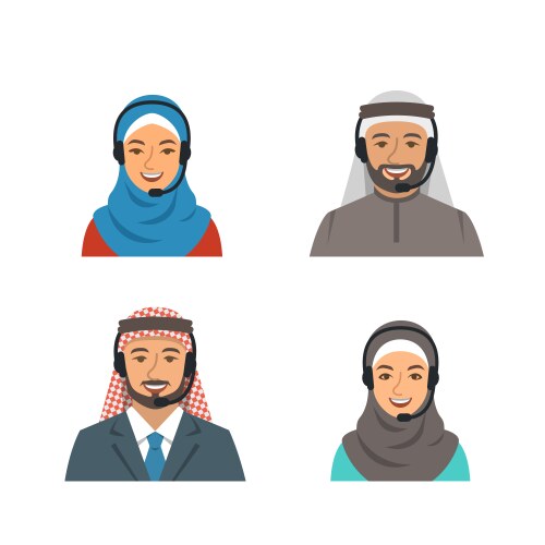 Smile arab avatars Royalty Free Vector Image - VectorStock