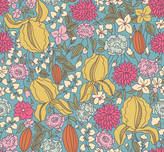 Boho floral seamless pattern Royalty Free Vector Image