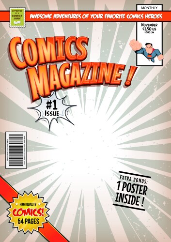 Comic book cover template Royalty Free Vector Image