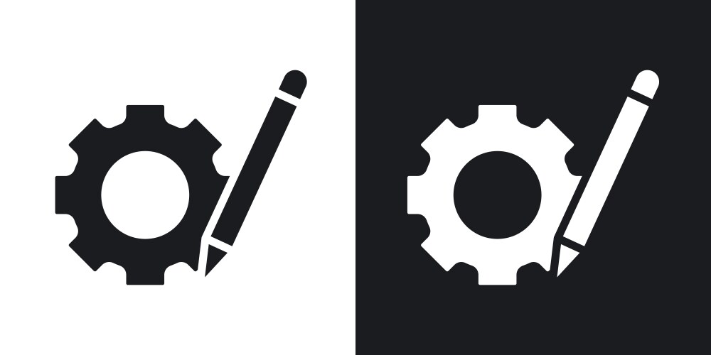 Settings icon set in solid black and white color Vector Image