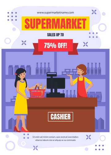 Flat supermarket poster template Royalty Free Vector Image