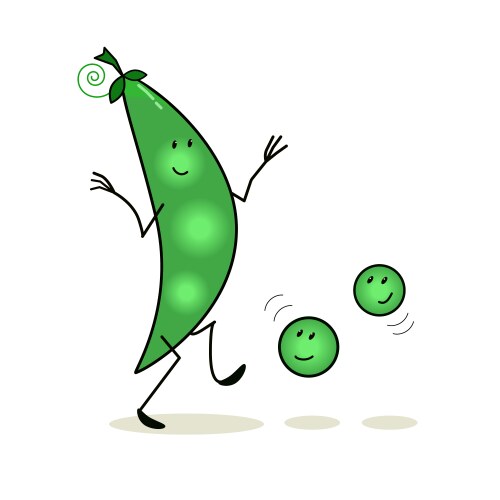 Green pea pods with grains cartoon isolated Vector Image