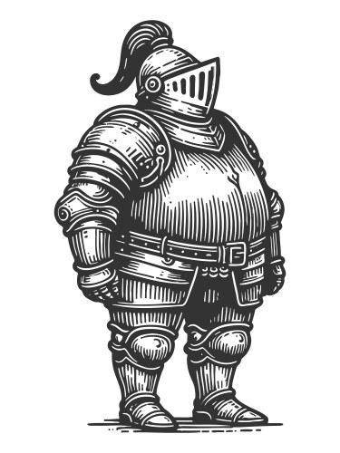 Humorous knight in full armor with sword Vector Image