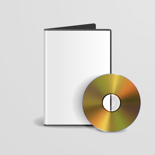 Realistic yellow cd dvd with plastic rectangular Vector Image