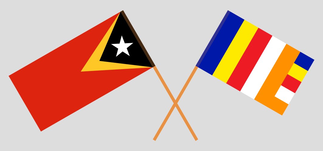 Crossed flags of france and buddhism official Vector Image