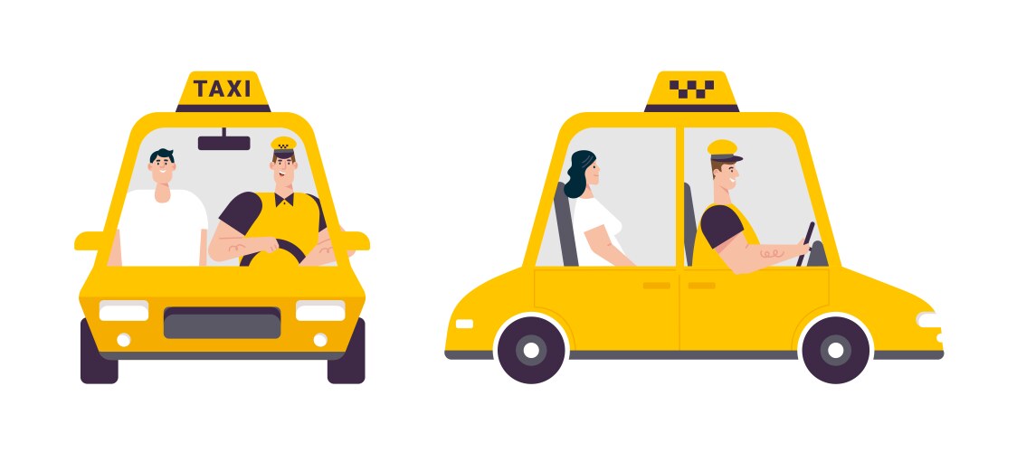 Vip taxi with driver and passenger in cartoon Vector Image