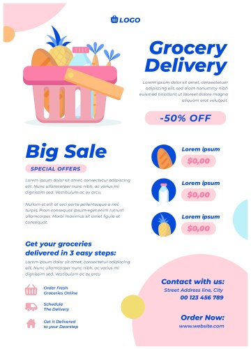 Realistic supermarket poster template Royalty Free Vector