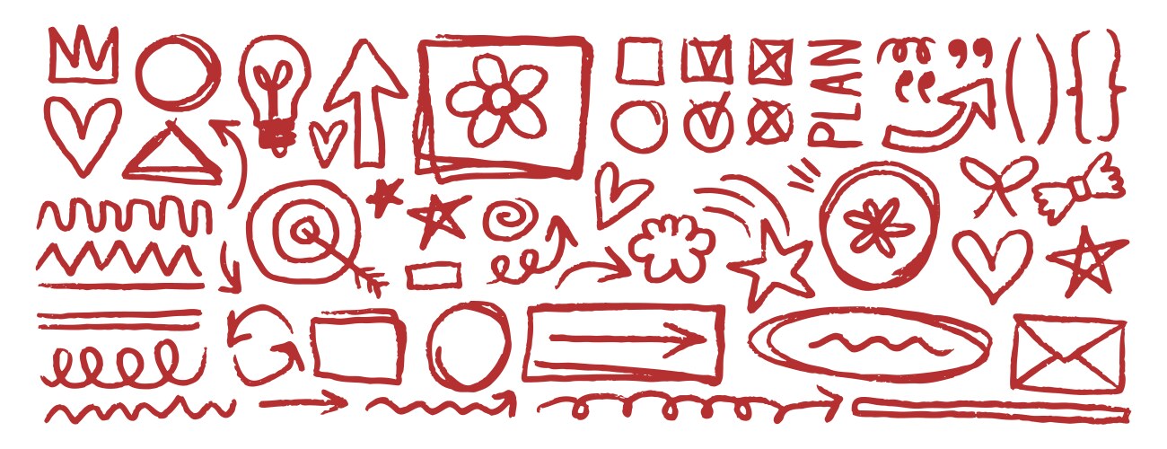 Red underline doodle pencil hand drawn elements Vector Image