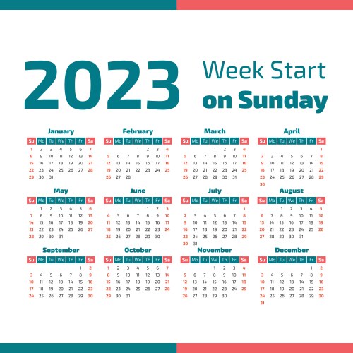 Simple 2023 year calendar Royalty Free Vector Image