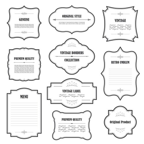 Frame labels set ornamental vintage decorat Vector Image