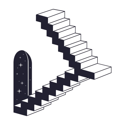 Monochrome surreal ladder abstract geometric Vector Image