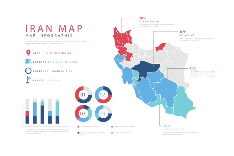 Iran map infographics Royalty Free Vector Image