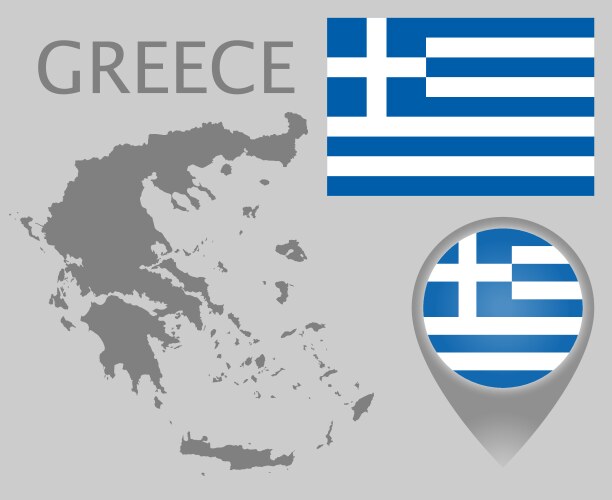 Greece greek round circle country flag banners Vector Image