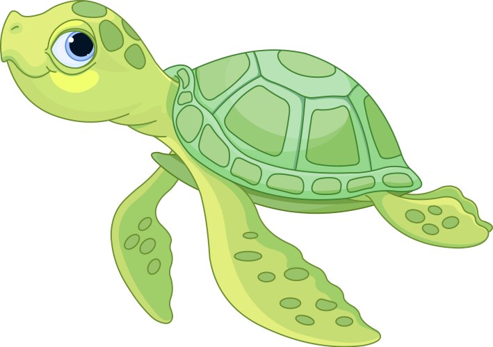 Sea turtle realistic artistic colored drawing Vector Image