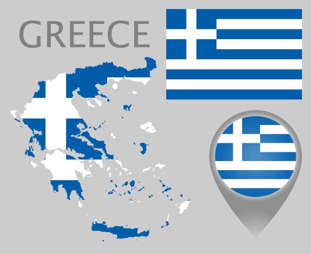 Greece greek round circle country flag banners Vector Image