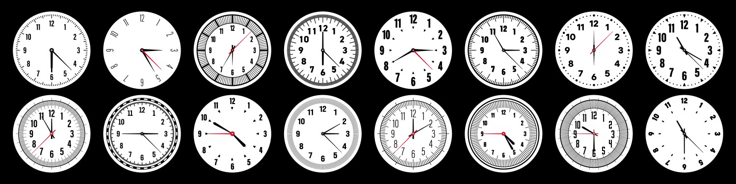 Mechanical clock faces with hands bezel watch Vector Image