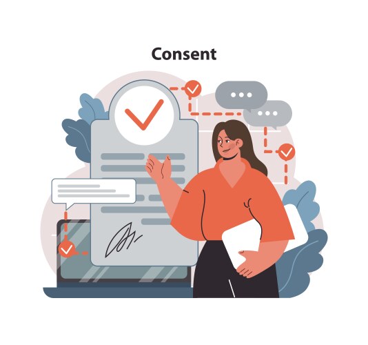 Consent concept flat Royalty Free Vector Image