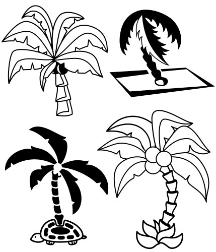 Set of palm tree icons isolated on white Vector Image