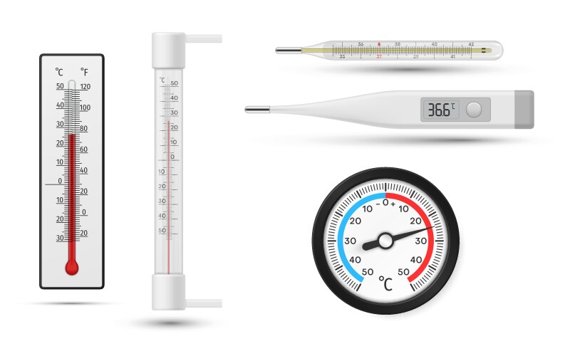 Weather thermometer realistic collection Vector Image