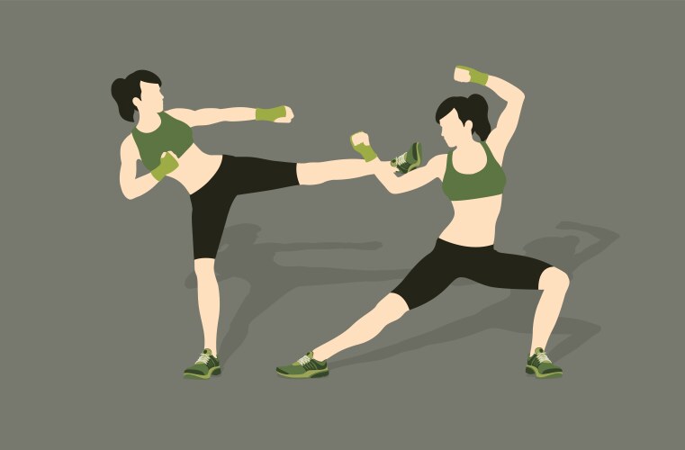 Young woman fighting body combat Royalty Free Vector Image