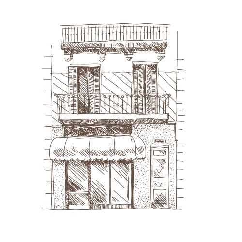 Cafe drawing Royalty Free Vector Image - VectorStock