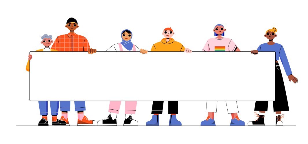 Children holding blank sign banner Royalty Free Vector Image