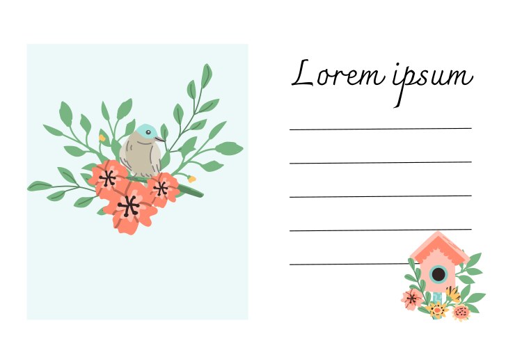 Spring greeting card template with bird Royalty Free Vector