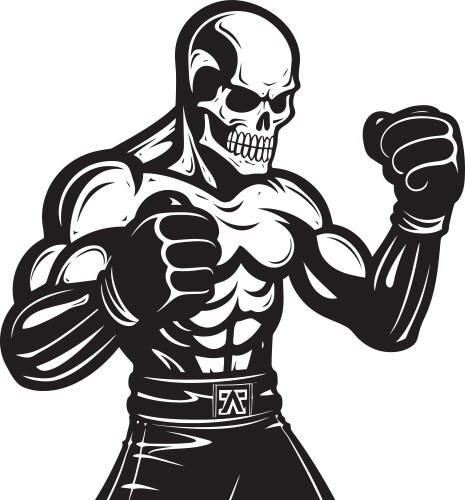 Bone bruiser skeleton boxer black logo deathly Vector Image