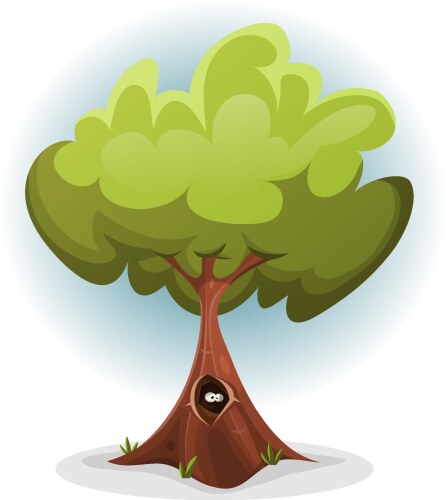 Cartoon squirrel carrying acotns to hollow Vector Image