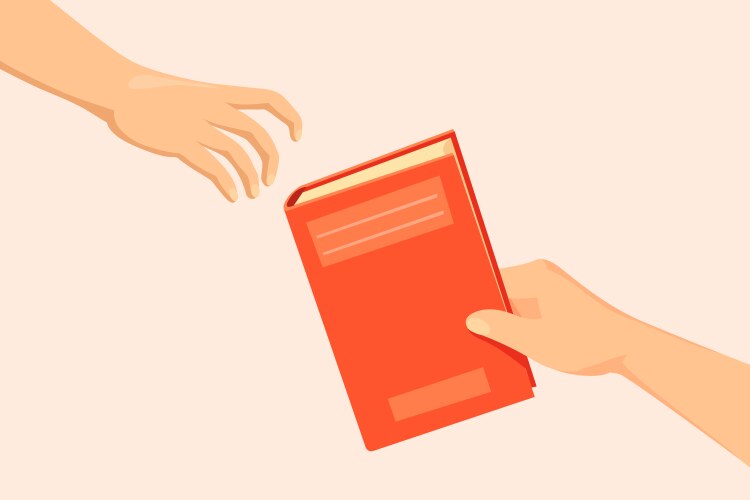 Hand holding book Royalty Free Vector Image - VectorStock