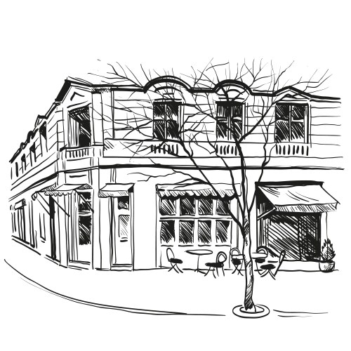 Hand drawn street cafe background Royalty Free Vector Image