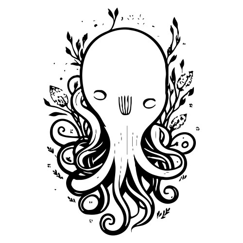 Octopus flower sketch hand draw Royalty Free Vector Image