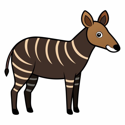 Okapi flat cartoon art Royalty Free Vector Image