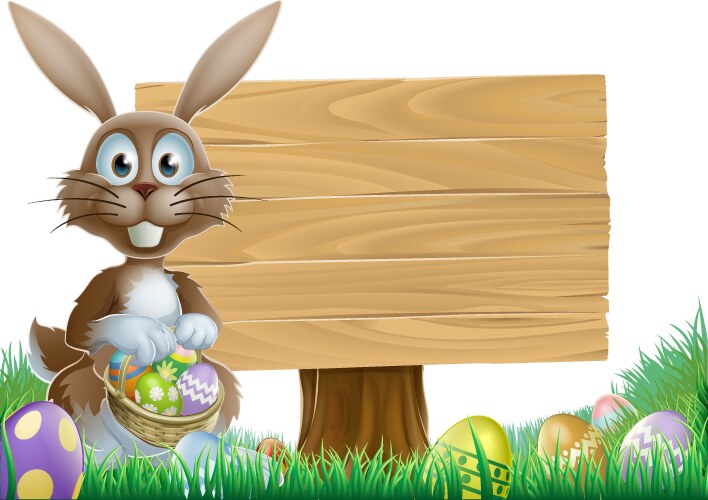 Cartoon bunny rabbit carrot and sign Royalty Free Vector