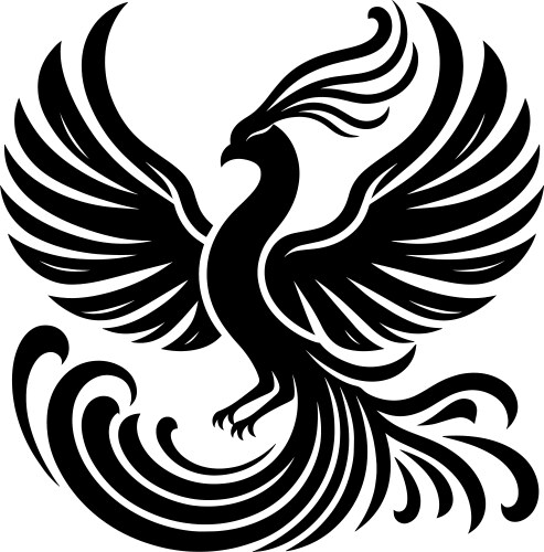 Beautiful phoenix bird flying silhouette isolated Vector Image