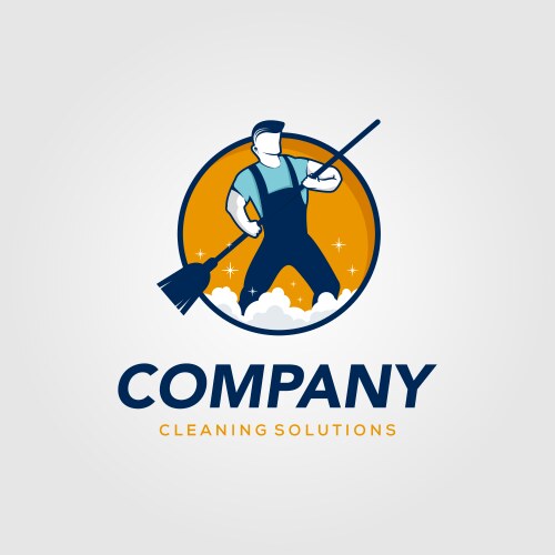 Retro sexy pinup housemaid cleaning emblem logo Vector Image