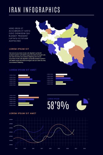 Flat iran map infographics Royalty Free Vector Image