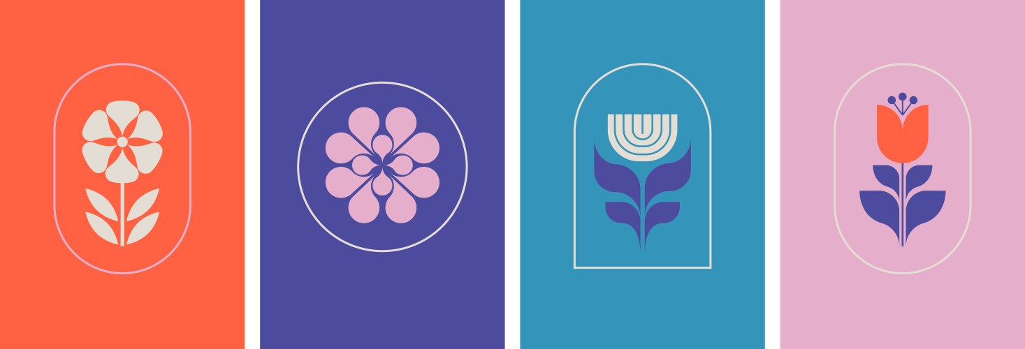 Minimalist botanic graphic elements and logos Vector Image