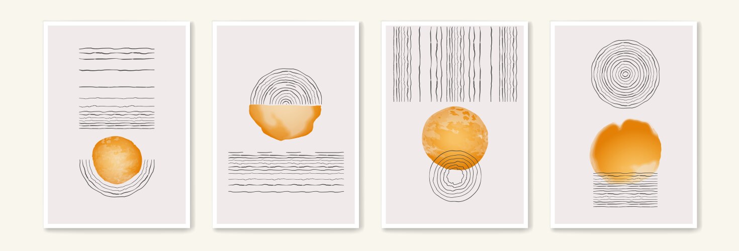 Abstract minimal posters with gold lines Vector Image