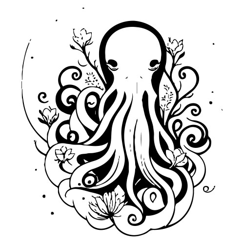 Octopus flower sketch hand draw Royalty Free Vector Image