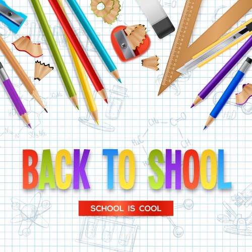 Back to school design with pencils and sticky Vector Image