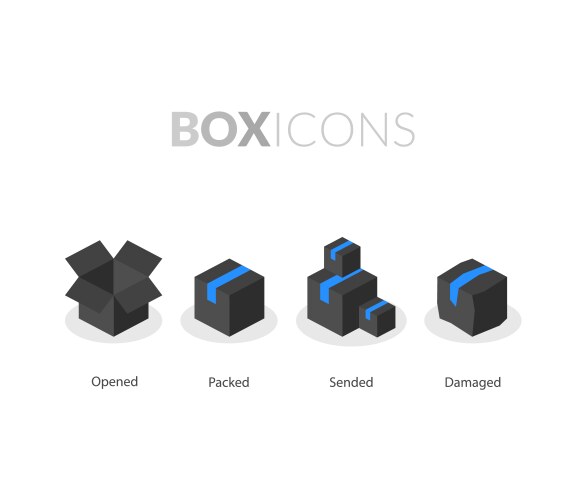 Box logo template flat icons set Royalty Free Vector Image