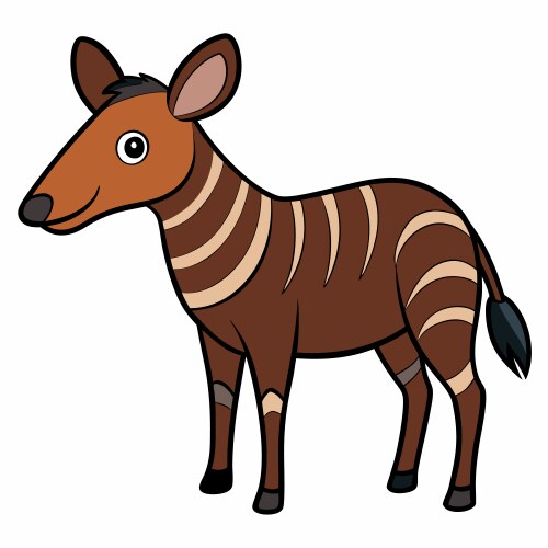 Okapi flat cartoon art Royalty Free Vector Image