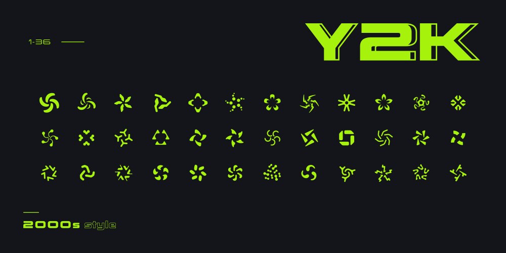 Retro futuristic elements y2k aesthetics Vector Image