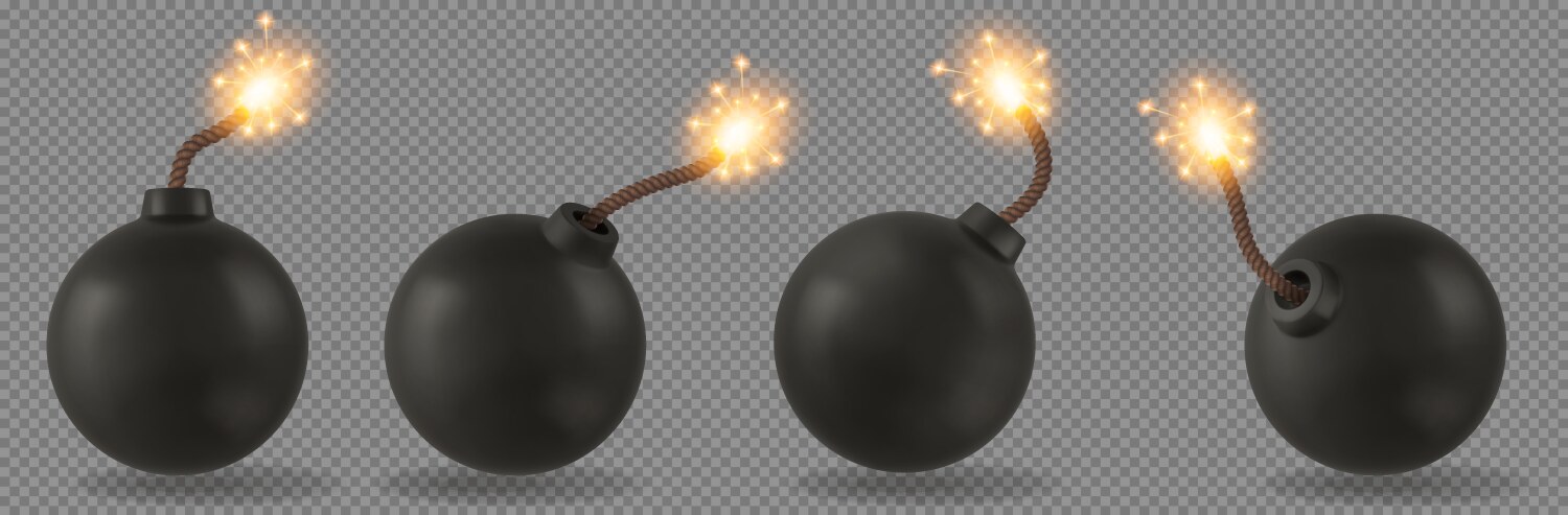 Realistic 3d round bomb Royalty Free Vector Image