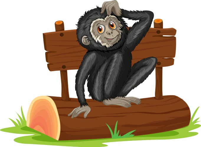 Cartoon smiling gibbon Royalty Free Vector Image